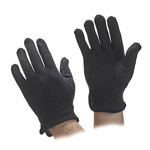 Beaded Cotton Parade Standard Length Gloves - White and Black (Medium, Black)