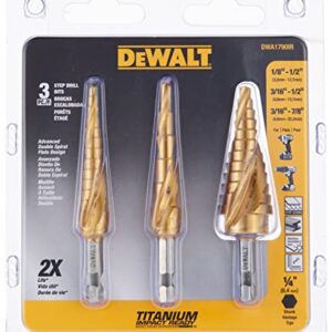 DEWALT Drill Bit Set, 3 Piece, Titanium Nitride Coated, Longer Life and Better Chip Removal (DWA1790IR)