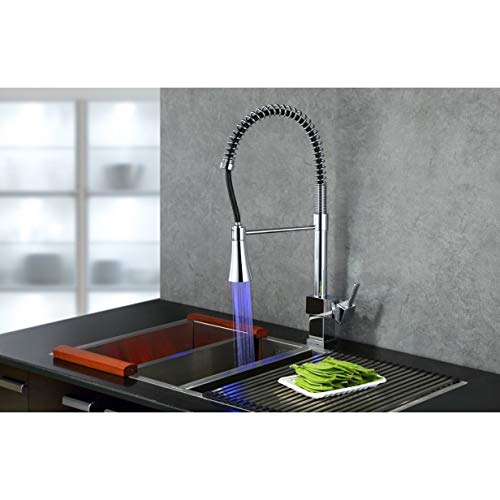 Sumerain S6046CL Single Handle Deck Mount LED Kitchen Faucet, Chrome