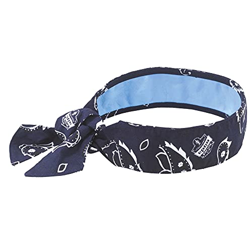 Ergodyne Chill Its 6700CT Cooling Bandana, Lined with Evaporative PVA Material for Fast Cooling Relief, Tie for Adjustable Fit, Navy Western