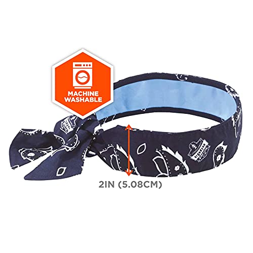 Ergodyne Chill Its 6700CT Cooling Bandana, Lined with Evaporative PVA Material for Fast Cooling Relief, Tie for Adjustable Fit, Navy Western