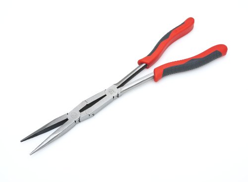 Crescent X2 Straight Long Nose Dual Material Pliers - PSX200C, Red/Black