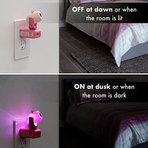 Projectables Disney Princess LED Kids Night Light, Projector, Plug-In, Dusk-to-Dawn Sensor, Belle, Jasmine, Ariel, Moana, Tiana & Mulan, Pink, 11738