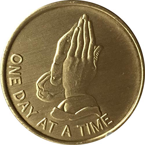 One Day At a Time Praying Hands with the Serenity Prayer- Bronze Medallion