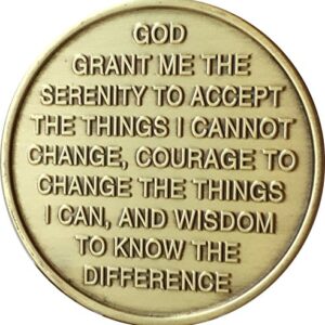 One Day At a Time Praying Hands with the Serenity Prayer- Bronze Medallion