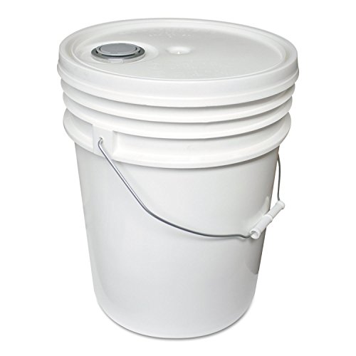 Impact 5515 Polyethylene Pail with Lid, 5 Gallon Capacity, 14-1/2" Height x 1-1/4" Depth, White (Case of 5)