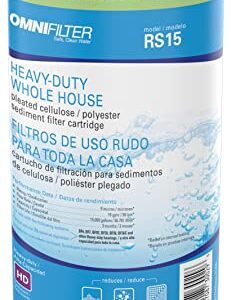 Pentair OMNIFilter RS15 Sediment Water Filter, 10-Inch, Whole House Heavy Duty Pleated Cellulose/Polyester Replacement Cartridge, 10" x 4.5", 5 Micron, White