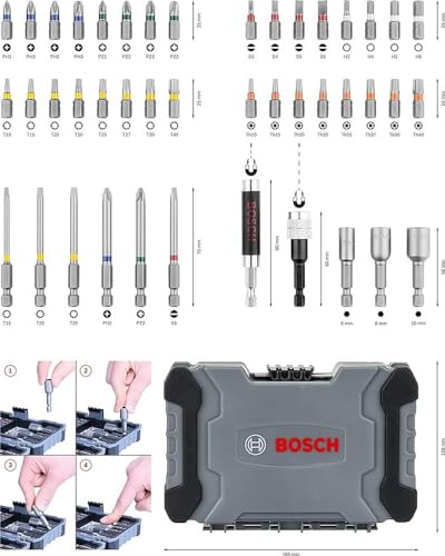 Bosch 2607017164 43 Piece Bit-/Nut setter Masonry Drill Bit Sets