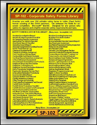 SP-102 - SAFETY FORMS LIBRARY – OSHA - 29 CFR 1910 1926 - UPC - 639737374896