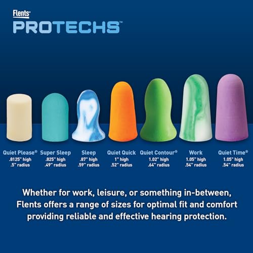 Flents Protechs Reusable Work Ear Plugs, Ideal for Construction Offering Protection From Loud Environments, 8 Pairs with Travel Size Case, Easy Use Comfort Fit, NRR 33, Green, Made In The USA