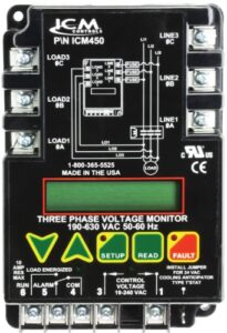 icm controls icm450 3-phase monitor, 25-fault memory, lcd setup and diagnostics, fault identification