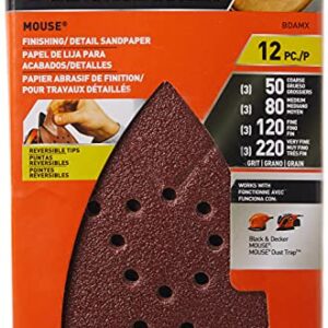 BLACK+DECKER Sandpaper Assortment for Mouse Sander, 12-Pack (BDAMX)