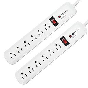 innovera ivr71653 6 ac outlets 4 ft. cord 540 joules surge protector - white (2/pack)