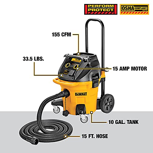 DEWALT Wet-Dry Vacuum / Dust Extractor, 10-Gallon, HEPA/RPR (DWV012)