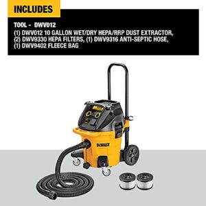 DEWALT Wet-Dry Vacuum / Dust Extractor, 10-Gallon, HEPA/RPR (DWV012)