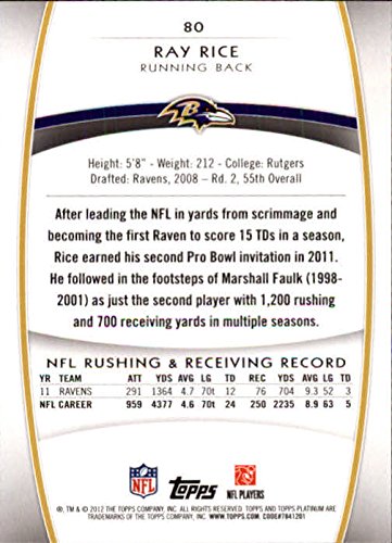 2012 Topps Platinum Football #80 Ray Rice Baltimore Ravens