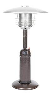 fire sense 61322 portable patio heater outdoor tabletop lightweight propane 10,000 btu auto-shutoff valve ods compliant - hammer tone bronze