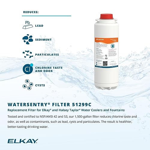 Elkay 51299c WaterSentry VII Replacement Filter (Coolers + Fountains), white, 1-Single