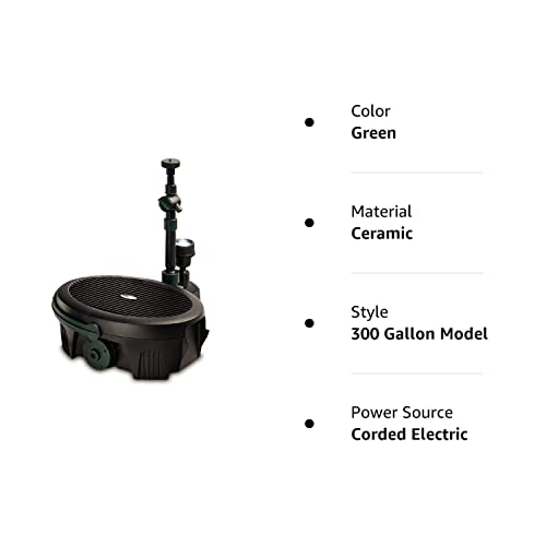 Pennington Aquagarden, Inpond 5 in 1 Pond & Water Pump, Filter, UV Clarifier, LED Spotlight and Fountain, All in One solution for a Clean, Clear, and Beautiful pond, for Ponds up to 300 Gallons