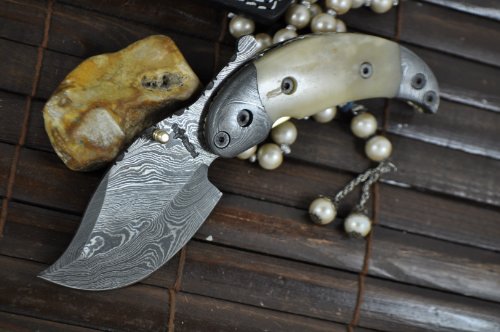 Perkin Knives Custom Damascus Handmade Folding Knife