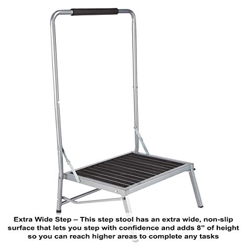 LivingSURE Extra Wide Step Stool with Handle, 20” x 15.6” x 38.4”