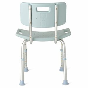 Medline Shower Chair Bath Bench with Back, Supports up to 300 lb, Infused with Microban Antimicrobial Protection, Light Blue