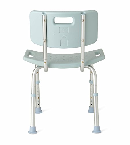 Medline Shower Chair Bath Bench with Back, Supports up to 300 lb, Infused with Microban Antimicrobial Protection, Light Blue