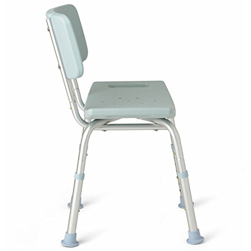 Medline Shower Chair Bath Bench with Back, Supports up to 300 lb, Infused with Microban Antimicrobial Protection, Light Blue