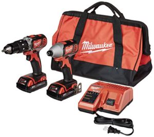 milwaukee 2697-22ct m18 18-volt lithium-ion cordless hammer drill/impact driver combo kit