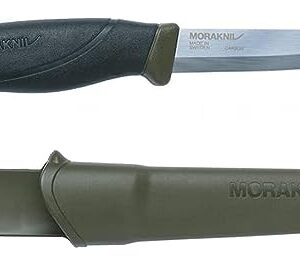 Morakniv Companion Heavy-Duty Sandvik Carbon Steel Fixed-Blade Knife with Sheath, 4.1 Inch