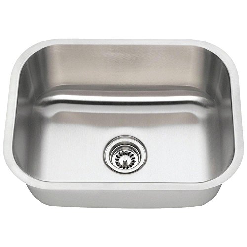 MR Direct 2318-16 Stainless Steel Undermount 23 in. Single Bowl Kitchen Sink, 16 Gauge