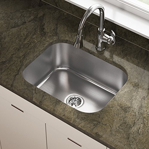 MR Direct 2318-16 Stainless Steel Undermount 23 in. Single Bowl Kitchen Sink, 16 Gauge