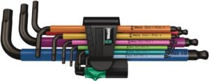 wera tools 05073593001 950 spkl/9 sm n sb long arm hex key set, one size, multi