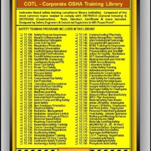 COTL - CORPORATE OSHA SAFETY TRAINING LIBRARY - 29 CFR 1910 & 1926 - UPC - 639737375558