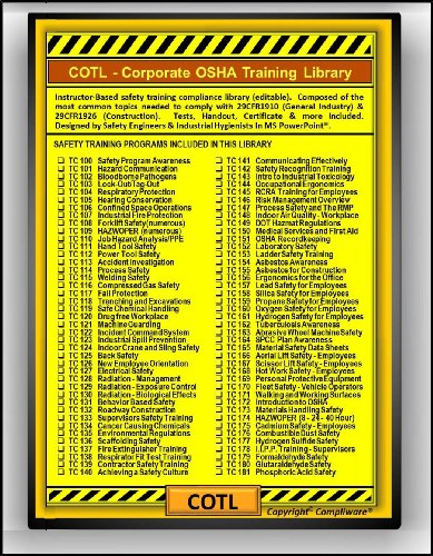 COTL - CORPORATE OSHA SAFETY TRAINING LIBRARY - 29 CFR 1910 & 1926 - UPC - 639737375558