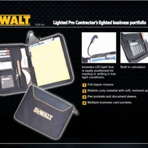 DEWALT DG5142 Pro Contractor's Business Portfolio with Flex-Light, Built-In Calculator, Full Zipper Enclosure