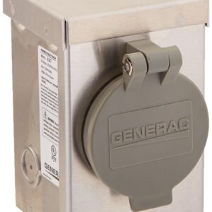 Generac 6347 50-Amp 125/250V Aluminum Power Inlet Box - Weather-Resistant Outdoor Generator Connection