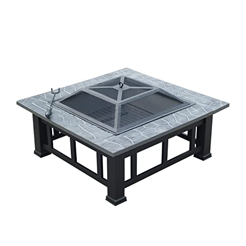 Outsunny Square 32" Outdoor Backyard Patio Metal Firepit