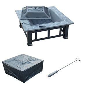 Outsunny Square 32" Outdoor Backyard Patio Metal Firepit