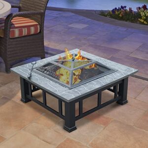 Outsunny Square 32" Outdoor Backyard Patio Metal Firepit