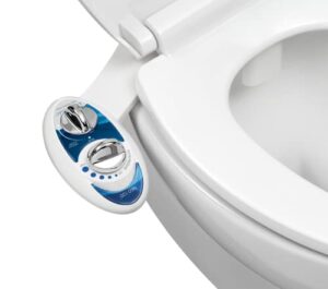 luxe bidet neo 120 - self-cleaning nozzle, fresh water non-electric bidet attachment for toilet seat, adjustable water pressure, rear wash (blue)