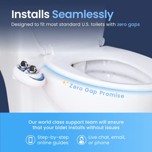 LUXE Bidet NEO 180 - Self-Cleaning, Dual Nozzle, Non-Electric Bidet Attachment for Toilet Seat, Adjustable Water Pressure, Rear and Feminine Wash, Lever Control (Blue)