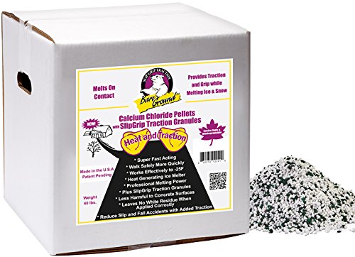 Bare Ground CCPSG-40 Calcium Chloride Snow and Ice Melt Pellets with Traction Granules, 40 lbs