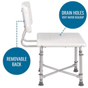 DMI Shower Chair Bath Seat for Tub or Shower Bench for Inside Shower, Made of Aluminum with Plastic Seat, FSA and HSA Eligible, Adjustable Height, Holds Weight Up to 500 Pounds, Bath Chair, White