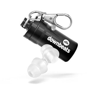 downbeats reusable high fidelity hearing protection: ear plugs for concerts, music, and musicians (clear ear plugs, black case)