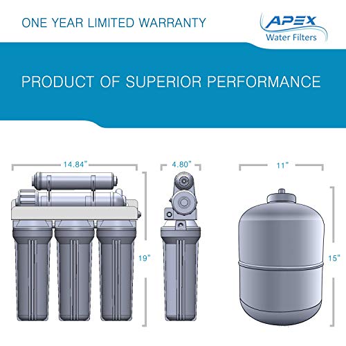 Apex MR-5050 5-Stage Reverse Osmosis Water Filtration System - Super Advanced Water Purification System - Provide Safe Healthy Contamination-free Purified Drinking Water | 50 GPD