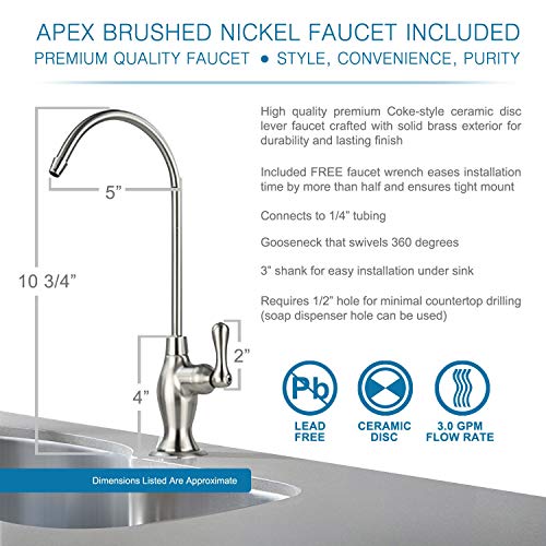 Apex MR-5050 5-Stage Reverse Osmosis Water Filtration System - Super Advanced Water Purification System - Provide Safe Healthy Contamination-free Purified Drinking Water | 50 GPD