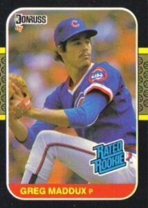 1987 donruss greg maddux rookie baseball card #36 - shipped in protective display case!