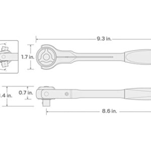 TEKTON 3/8 Inch Drive x 9 Inch Swivel Head Quick-Release Ratchet | 1491