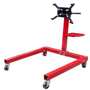 big red t25671 torin steel rotating engine stand with 360 degree rotating head and tool storage tray: 5/8 ton (1,250 lb) capacity, red